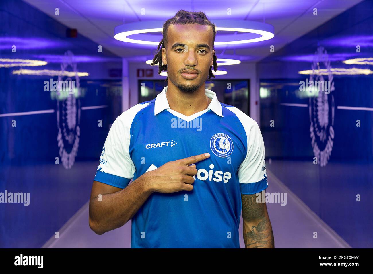 Gent, Belgium. 11th Aug, 2023. English Archie Brown poses after signing ...