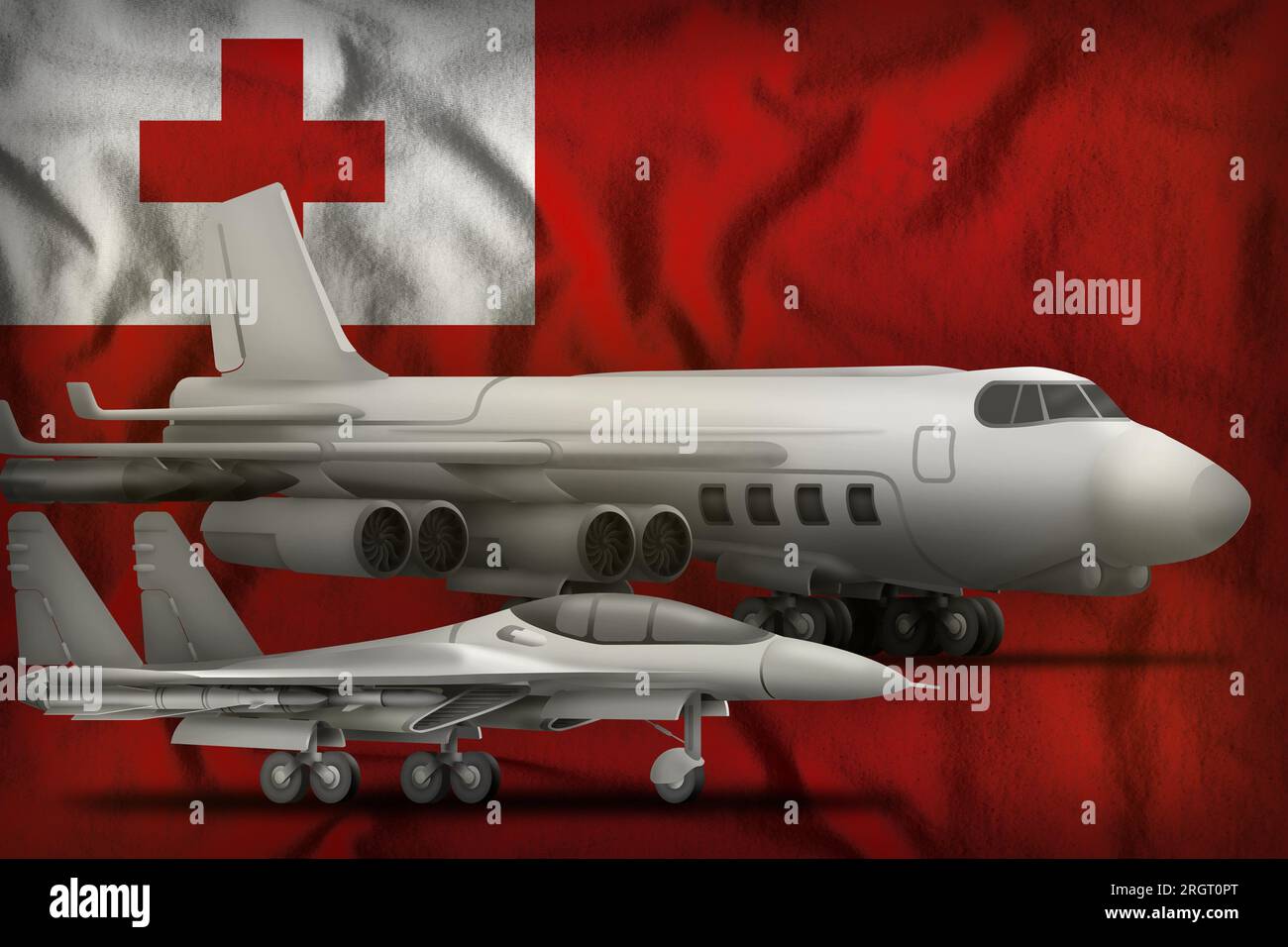 air forces on the Tonga flag background. Tonga air forces concept. 3d ...