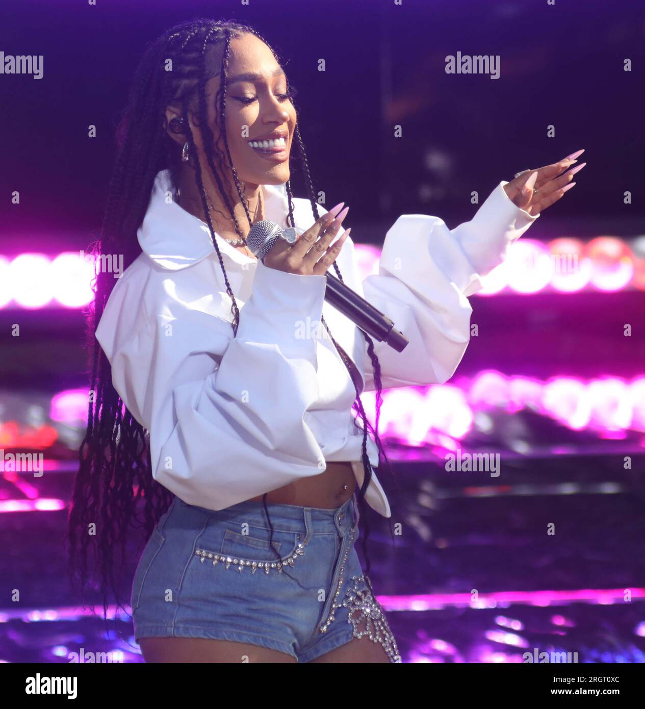 August 11, 2023, New York City, New York, USA: Hip hop artist BIA seen ...