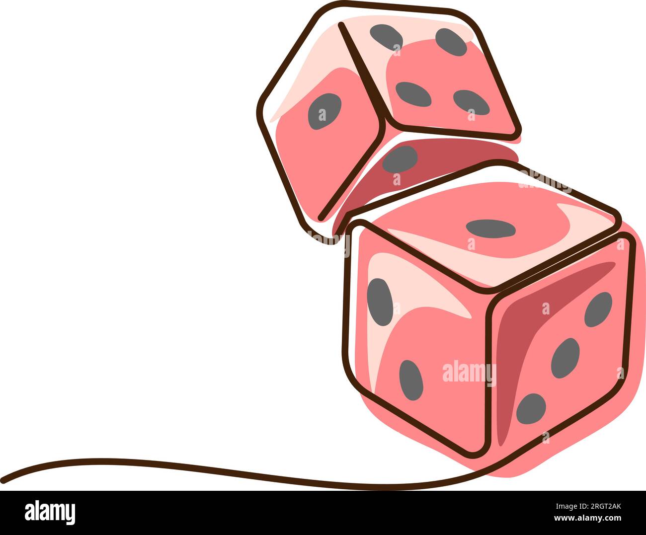 Two casino dices. Continuous one line drawing style Stock Vector Image ...