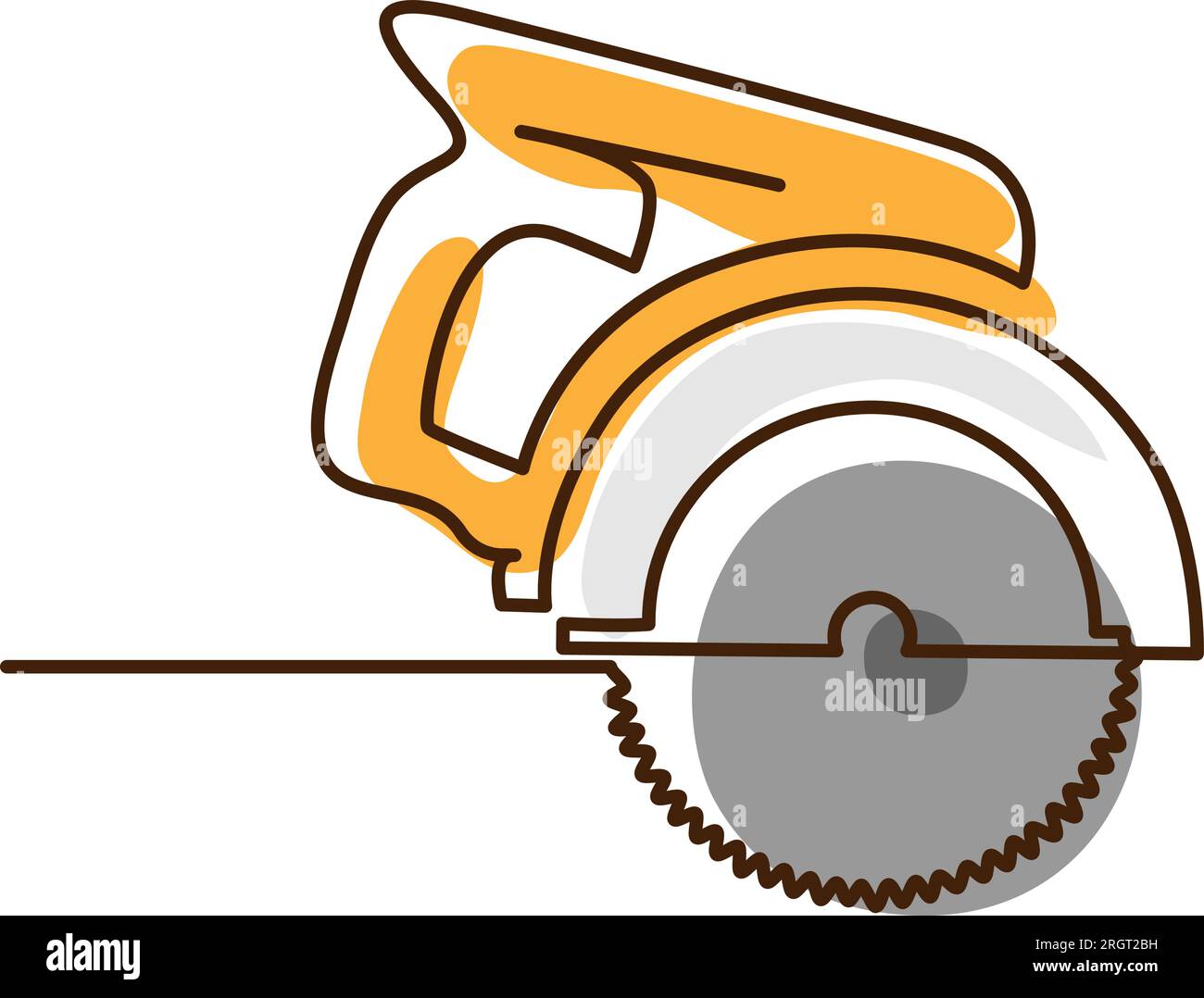 Carpenter Circular saw icon. Continuous one line drawing. Vector ...