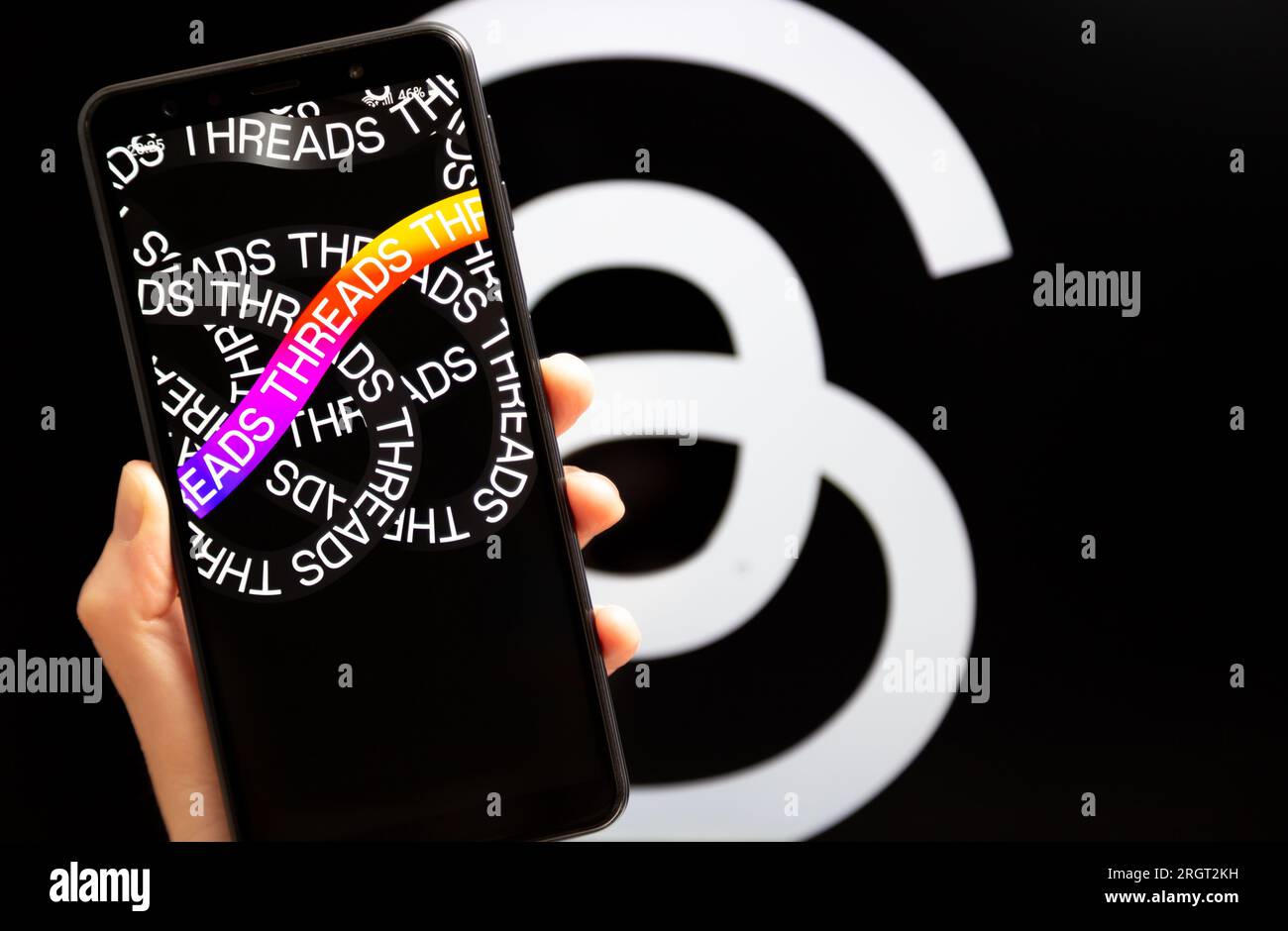 Ukraine, Odesa - July, 7 2023: Hand holding mobile with Threads app ...