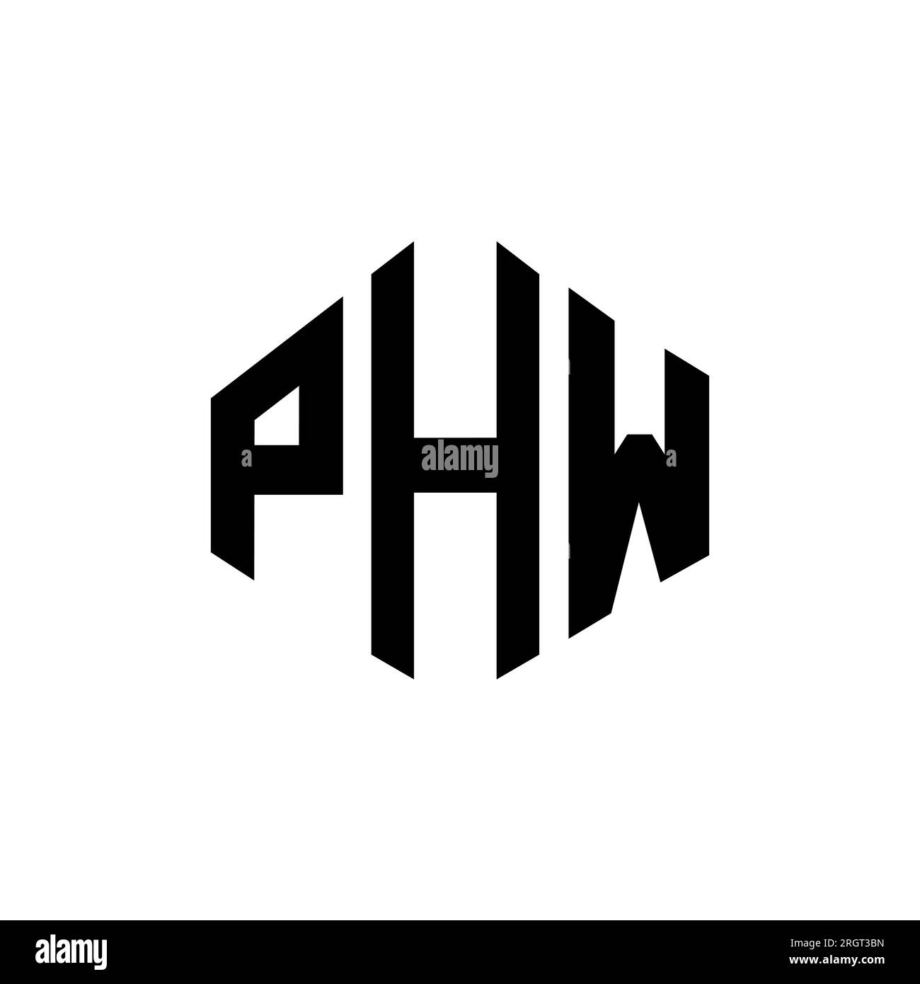 PHW letter logo design with polygon shape. PHW polygon and cube shape ...