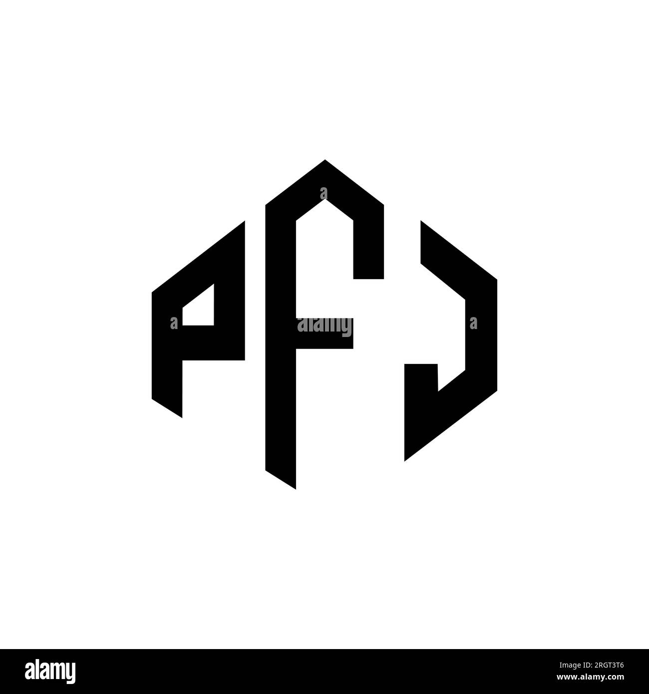 PFJ letter logo design with polygon shape. PFJ polygon and cube shape ...