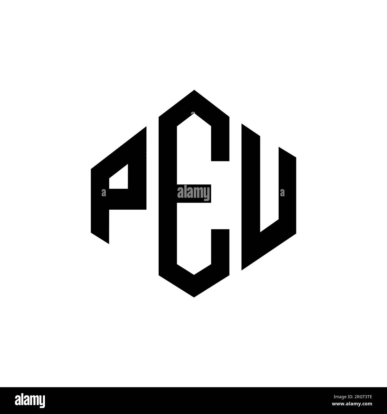 PEU letter logo design with polygon shape. PEU polygon and cube shape ...