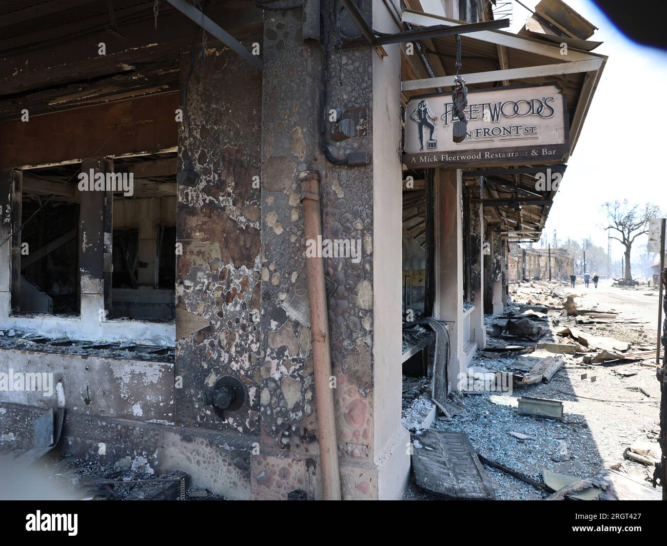 Lahaina, Maui, USA. 10th Aug, 2023. Destroyed buildings surround the ...