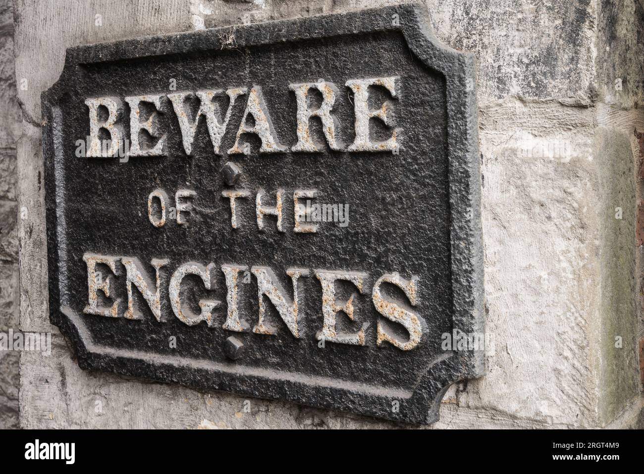 historic industrial warning sign Stock Photo - Alamy