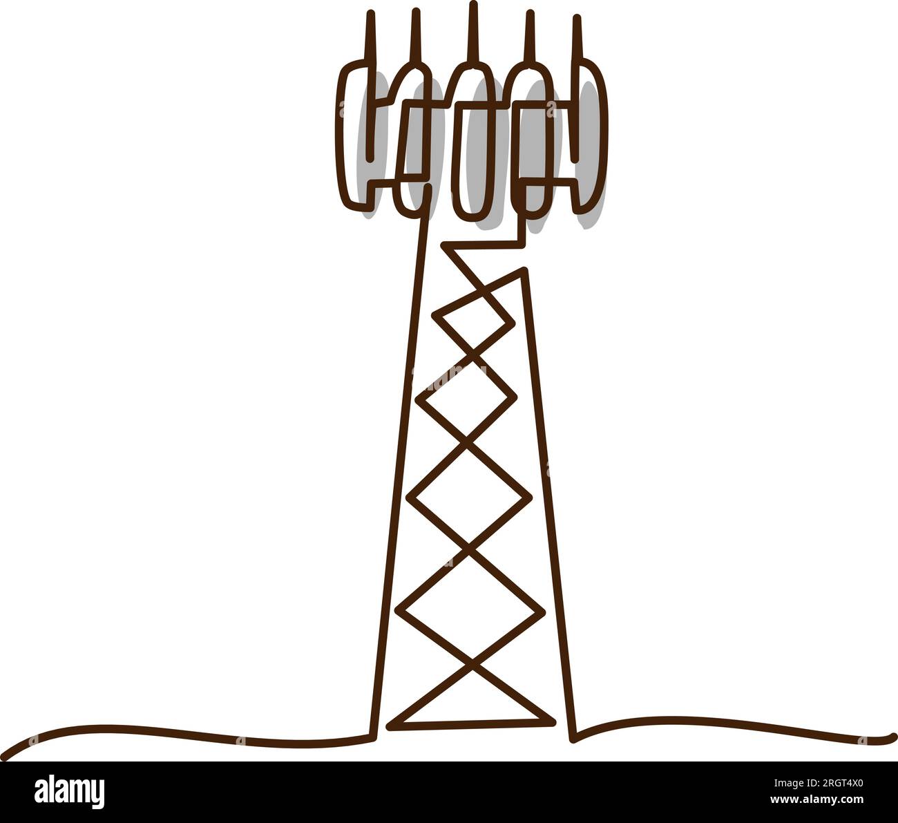 Cell Tower 5G base transceiver station. Continuous one line drawing Stock Vector Image & Art - Alamy