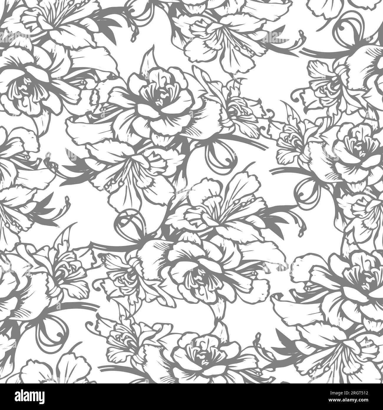 gray and white rose flowers seamless pattern, texture, design Stock ...