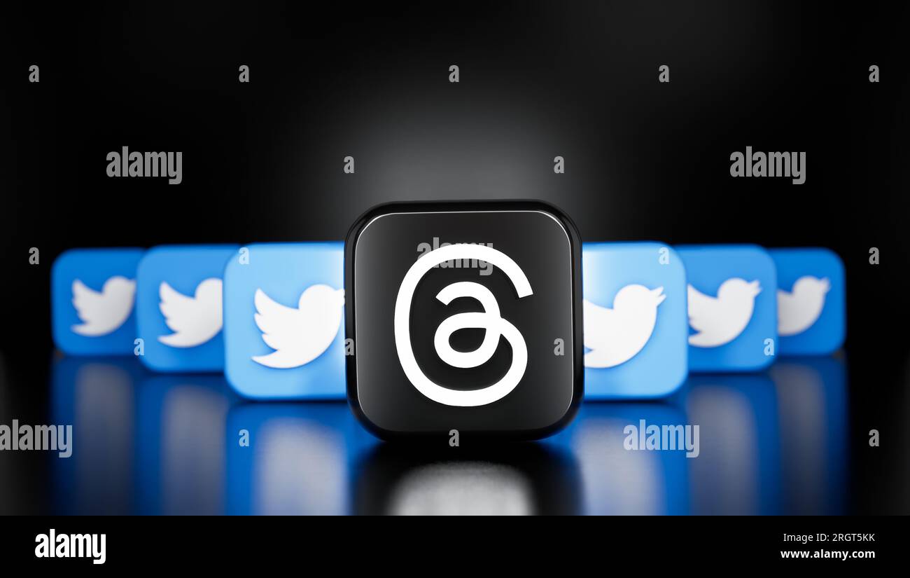 Pune, India, August 12, 2023. Threads Social Media App Rounded Square ...