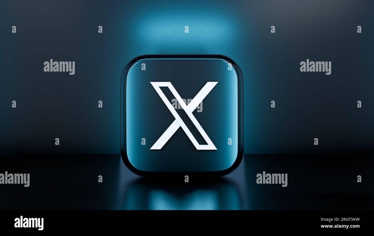 Pune, India. August 12, 2023. Twitter new logo as X.com black icon 3D ...