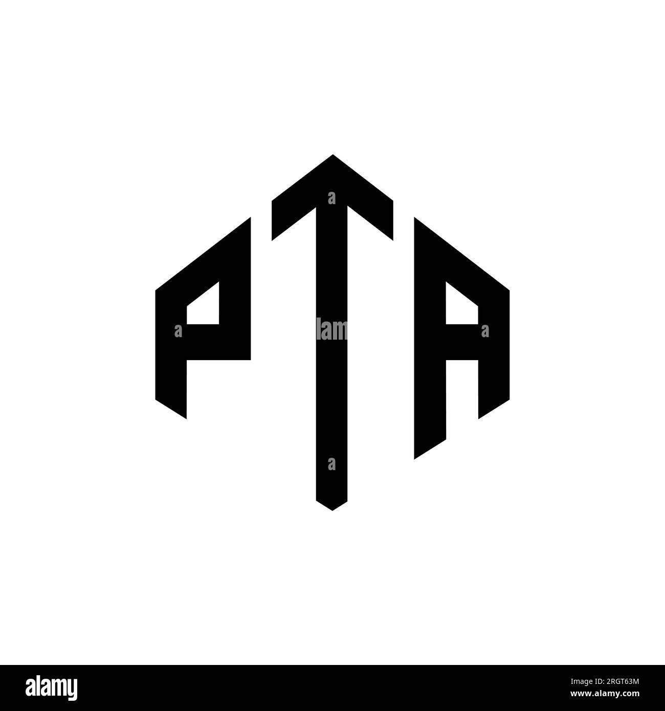 PTA letter logo design with polygon shape. PTA polygon and cube shape ...