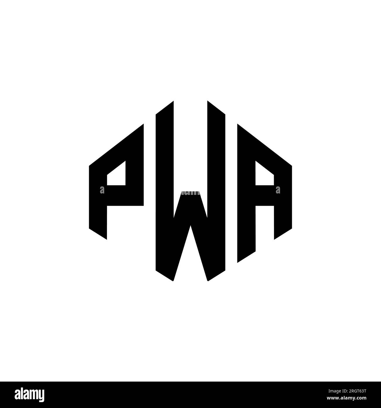 PWA letter logo design with polygon shape. PWA polygon and cube shape ...