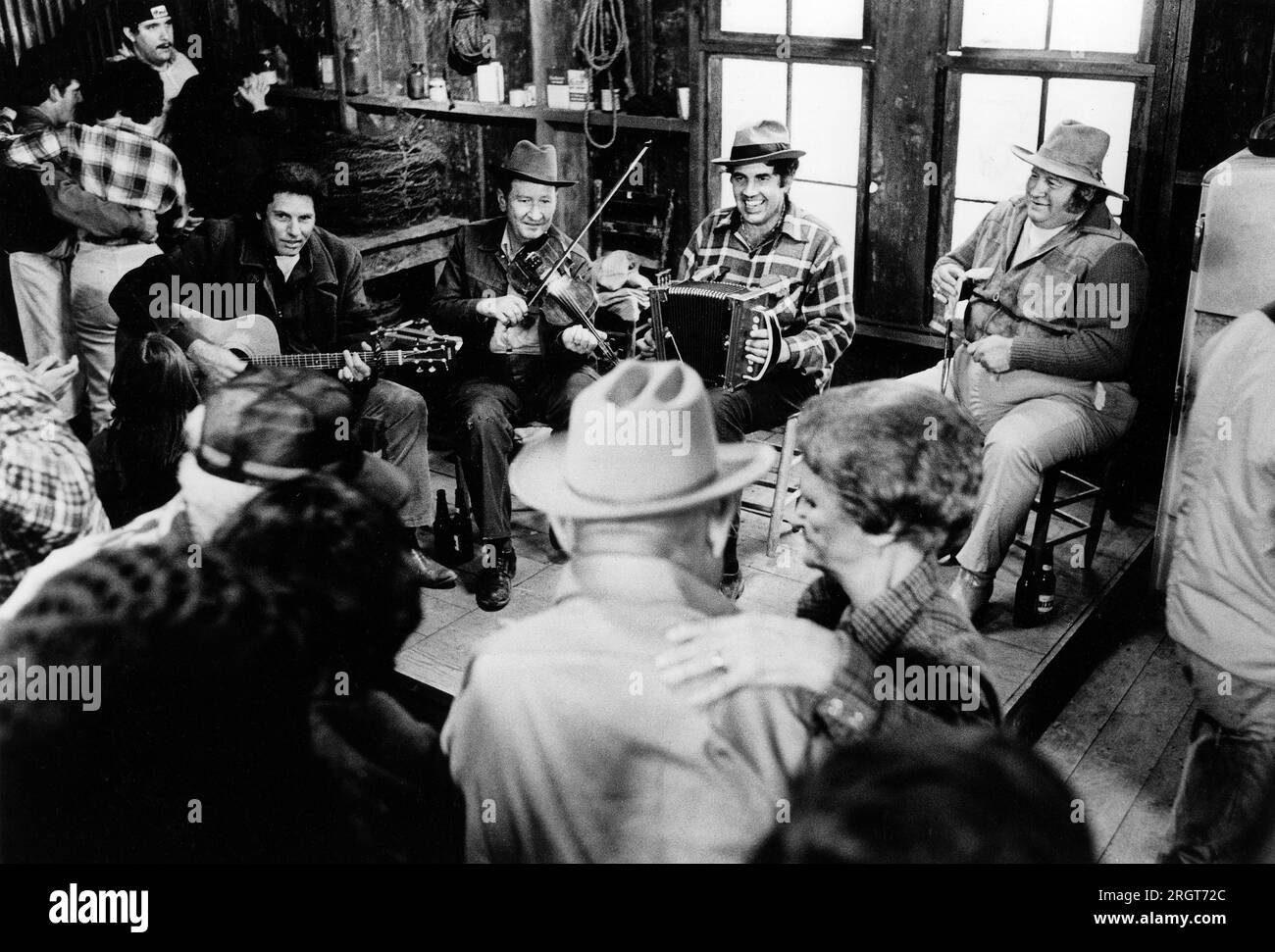 John Stelly, Dewey Balfa, Marc Savoy, Frank Savoy, on-set of the Film ...