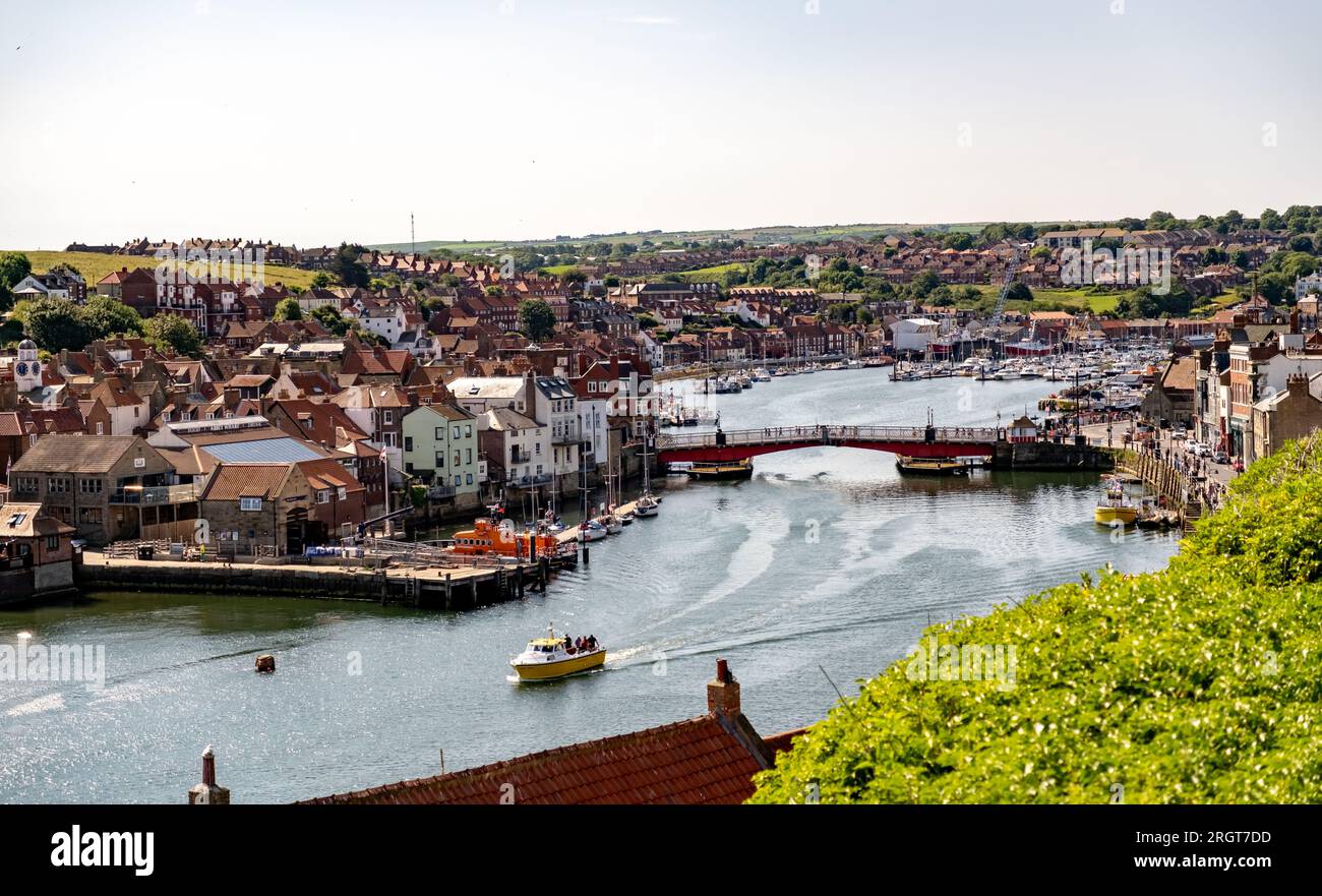 View over Whitby harbour on the North Yorkshire coast. Captured from ...