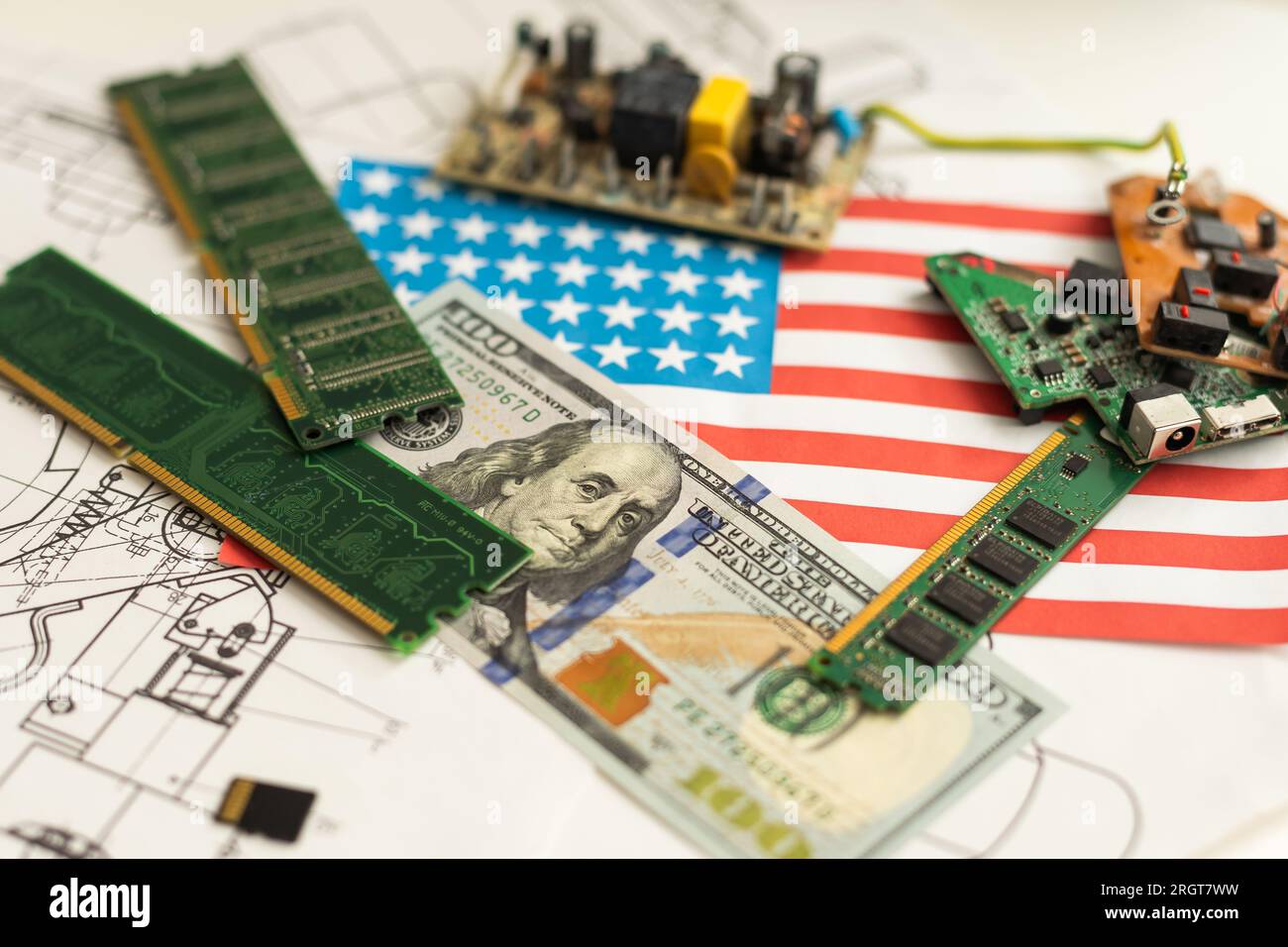 Circuit electric board, European Union flag on the board Stock Photo ...