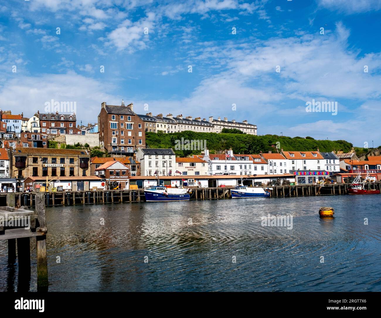 The quayside and water front of Whitby, North Yorkshire. Captured form ...