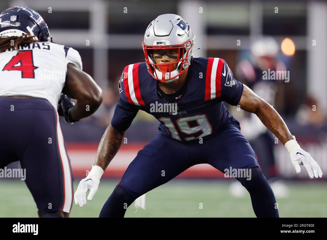 New England Patriots cornerback Christian Gonzalez plays against the ...