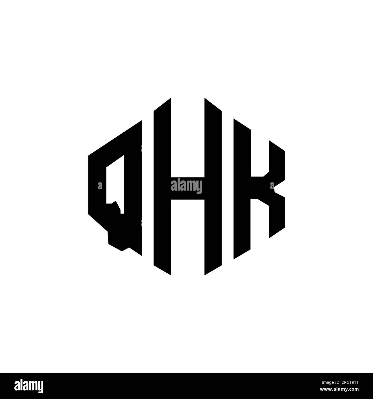 QHK letter logo design with polygon shape. QHK polygon and cube shape ...