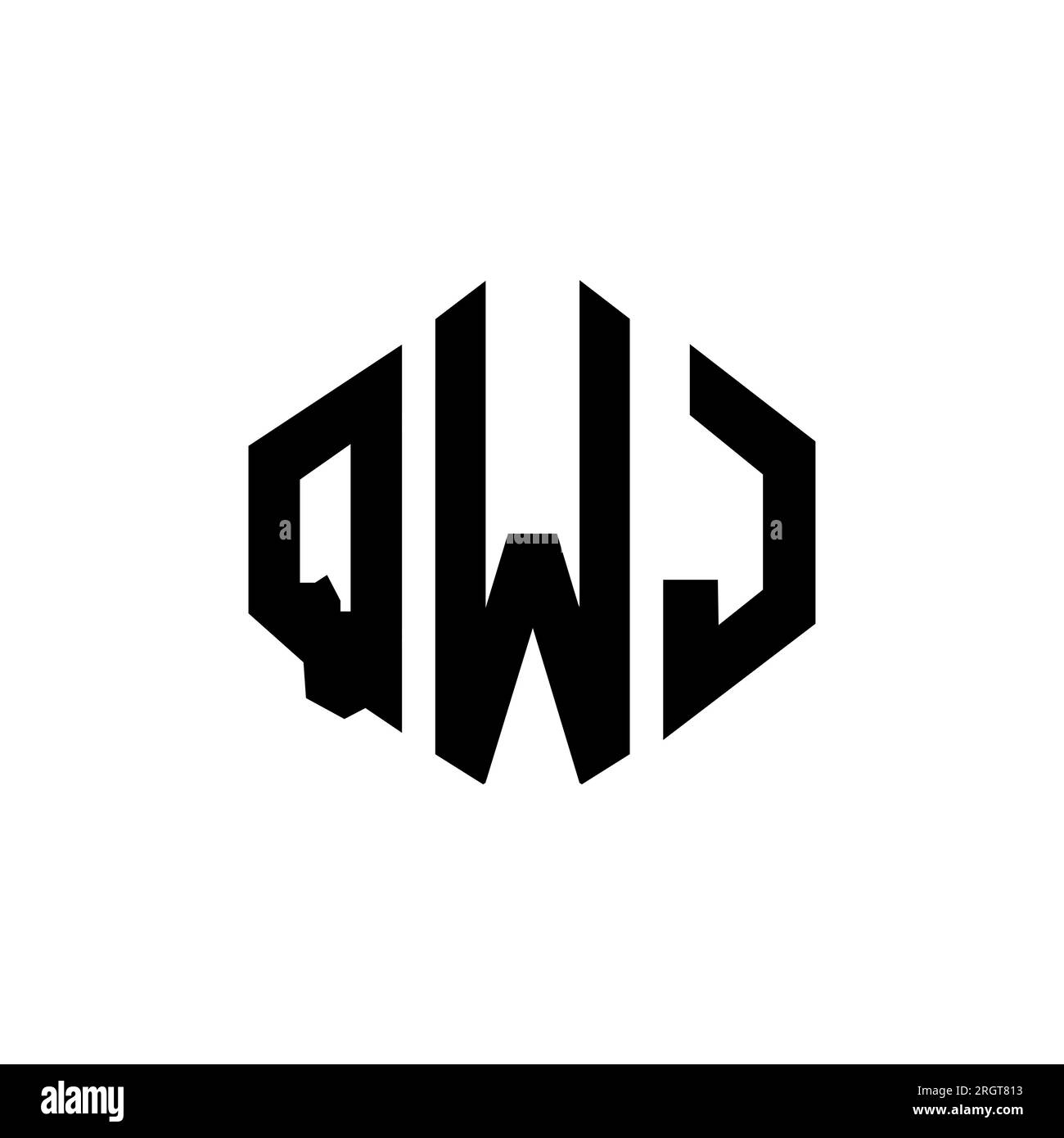 QWJ letter logo design with polygon shape. QWJ polygon and cube shape ...