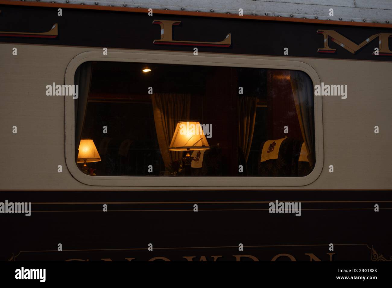 Statesman Rail pullman carriage window at night, UK Stock Photo - Alamy
