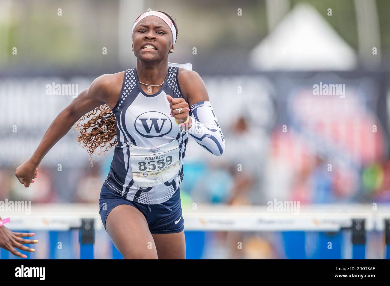 August 3, 2023: Makaylah Barber of The Wings Track Club competes in the ...