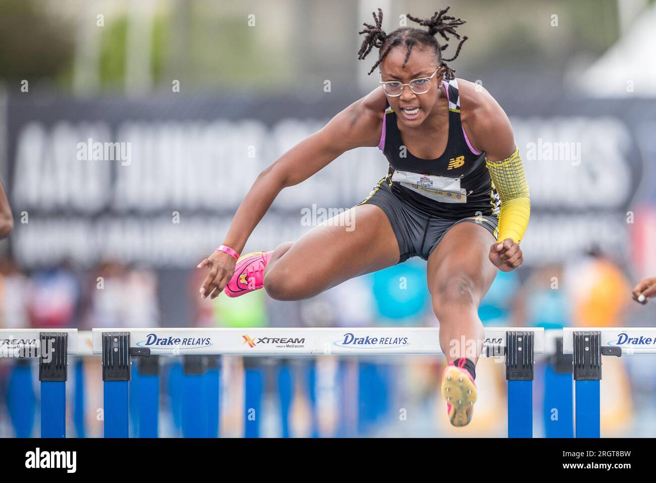August 3, 2023: Makeriah Harris of Run Fast Track Club competes in the ...