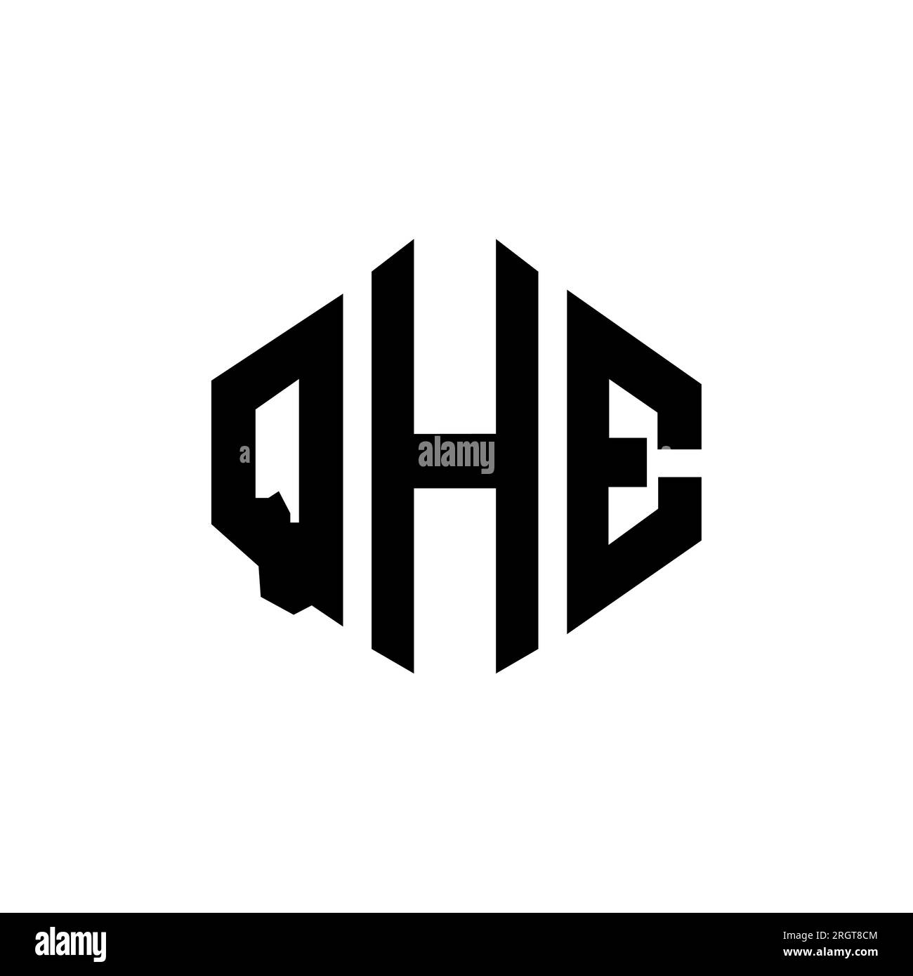 QHE letter logo design with polygon shape. QHE polygon and cube shape ...