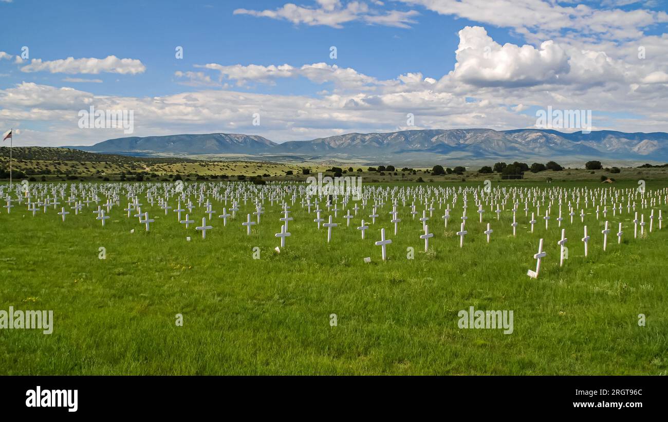 A sweeping panoramic view of Fort Stanton Military Cemetery in New ...