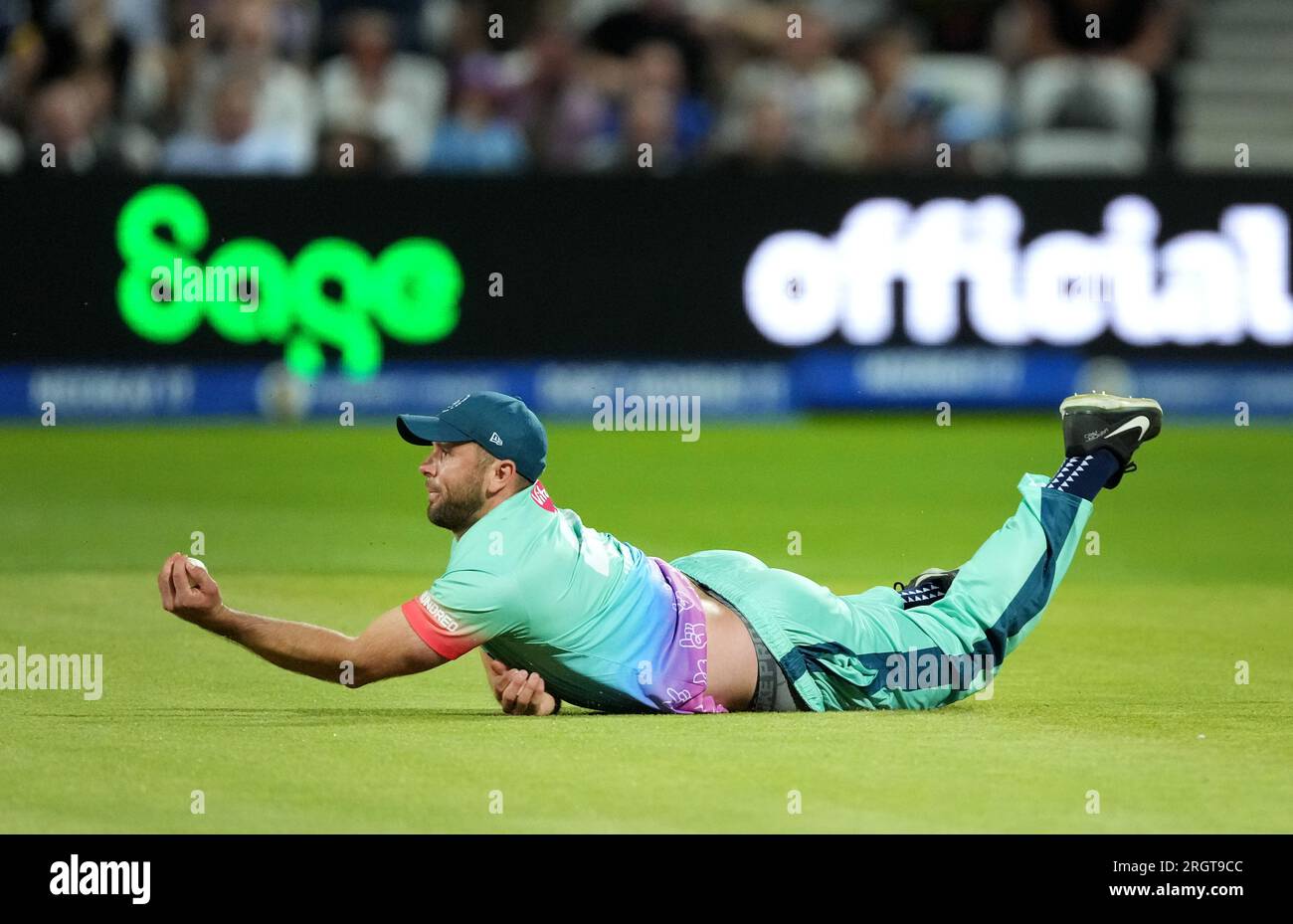Oval Invincibles' Ross Whiteley catches the ball of Northern ...
