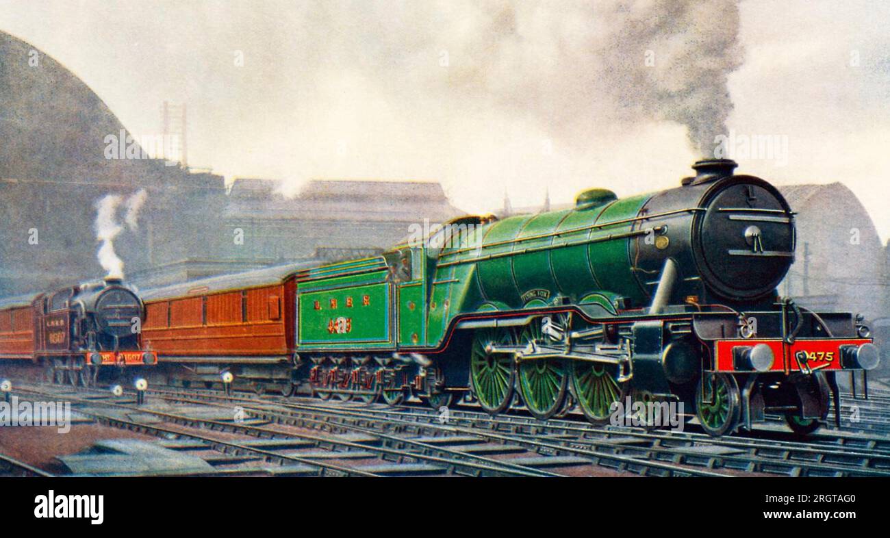 THE FLYING SCOTSMAN of LNER Railways pulled by the Flying Fox steam engine leaves London's King ...