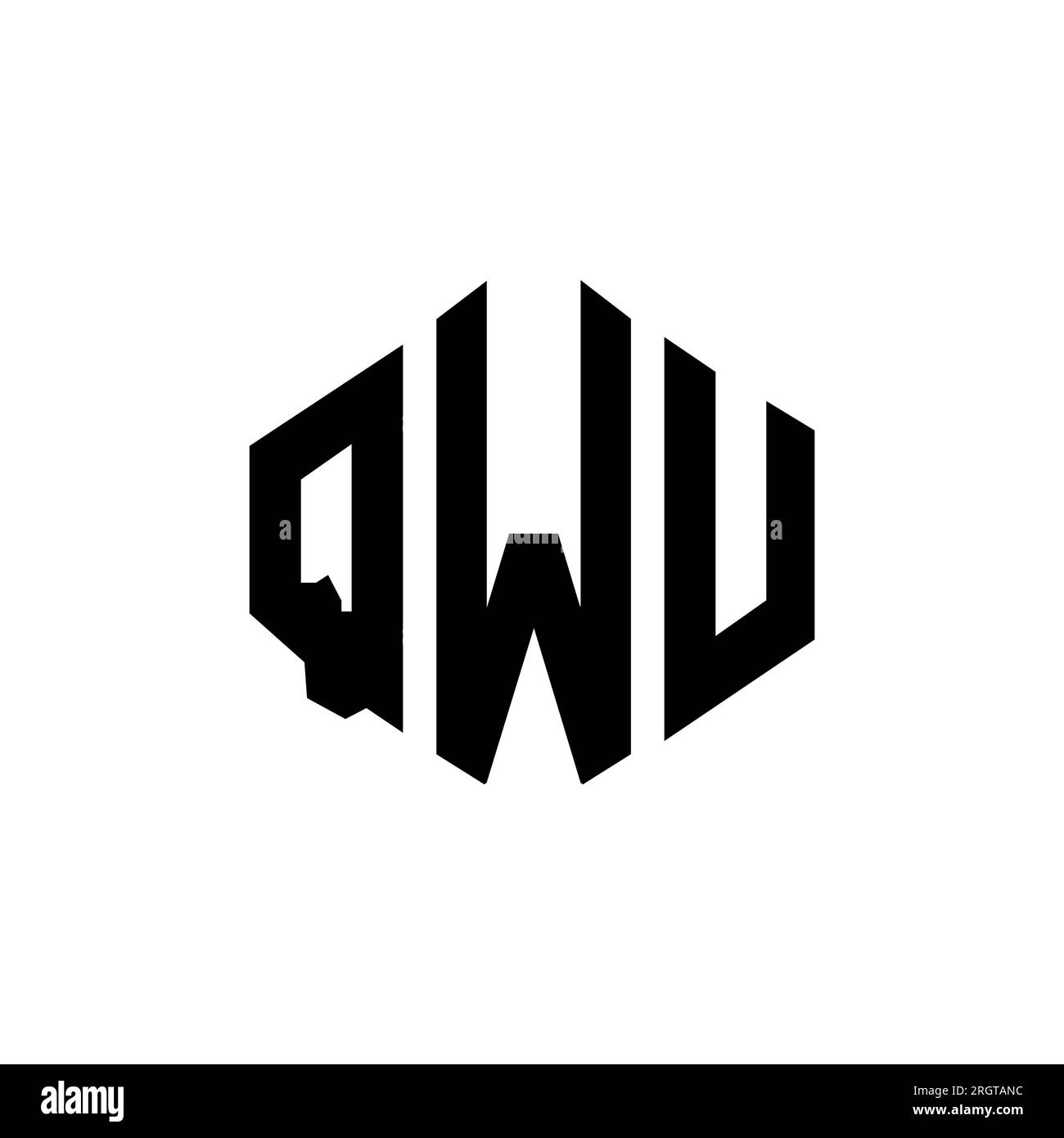 QWU letter logo design with polygon shape. QWU polygon and cube shape ...