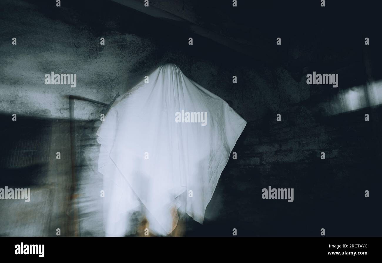 scary ghost in foggy night Halloween background Stock Photo - Alamy