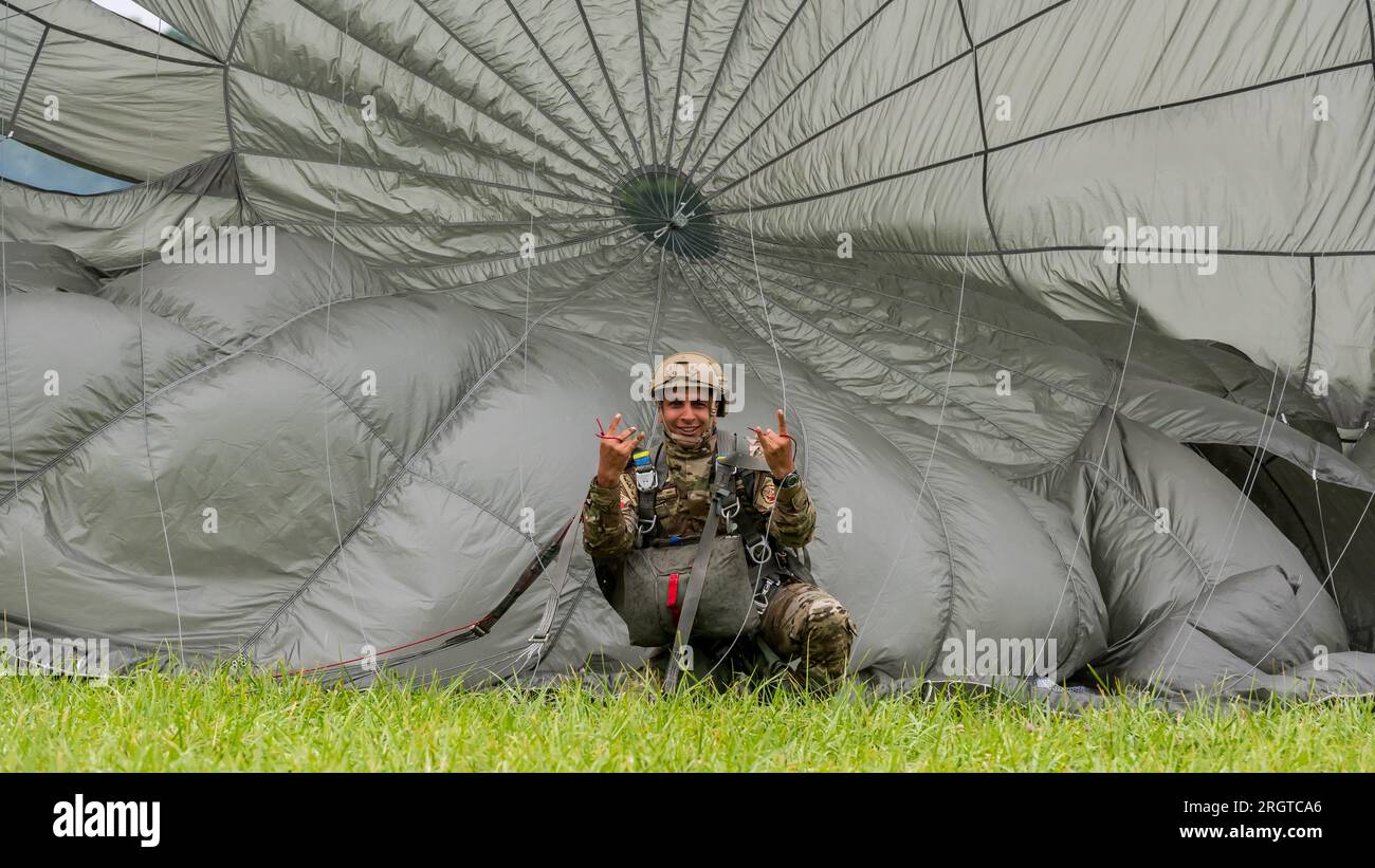 Egyptian paratrooper at Leapfest, an international static line ...