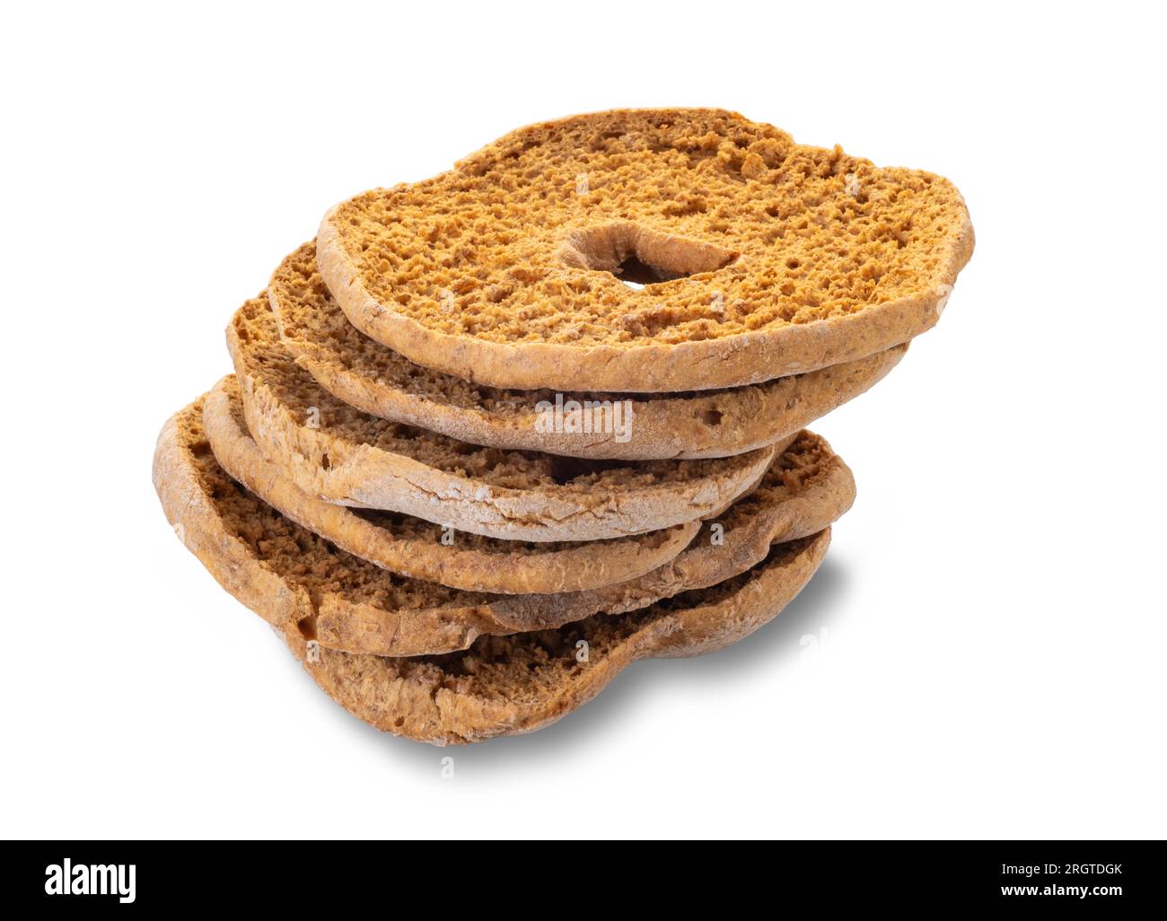 Wheat frisella, typical Italian bread from Puglia isolated on white ...