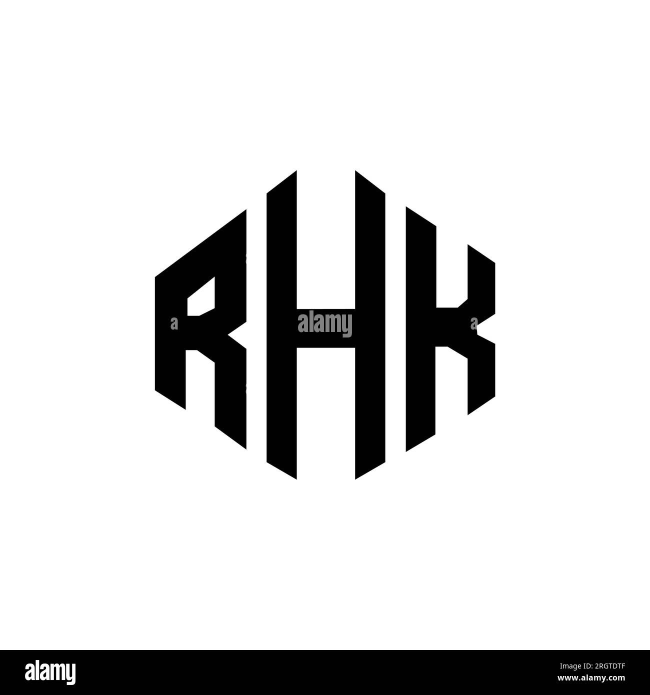 RHK letter logo design with polygon shape. RHK polygon and cube shape ...