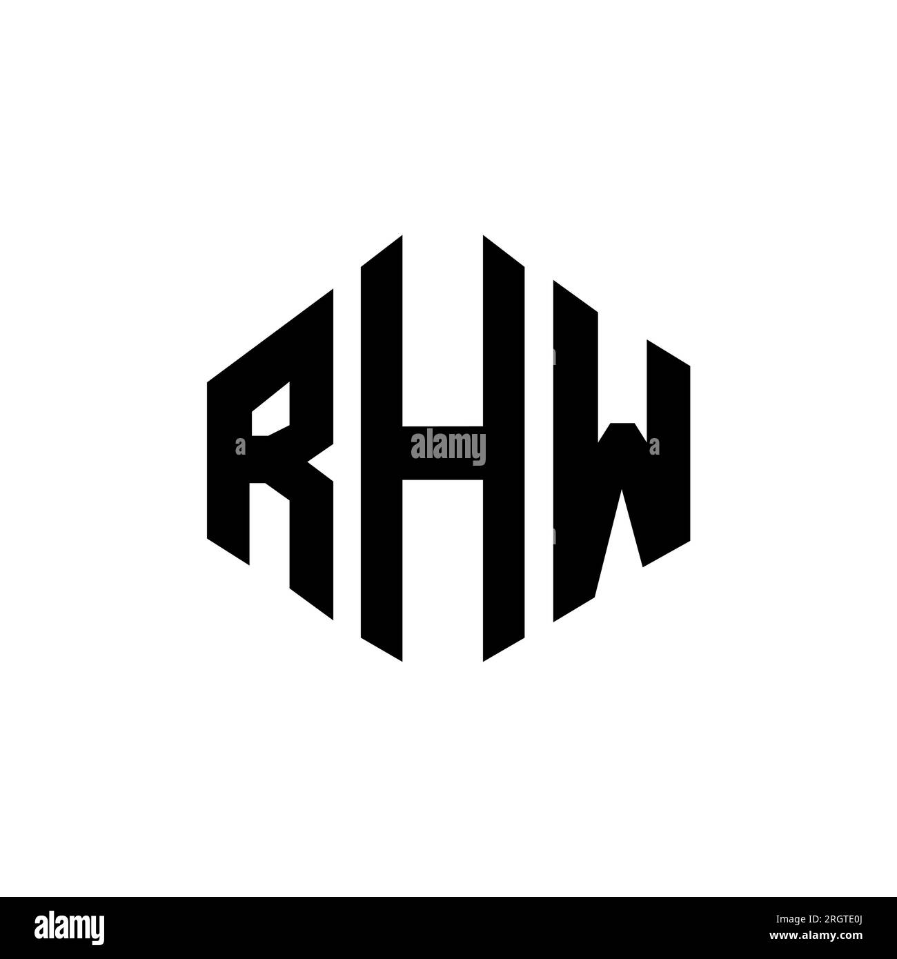 RHW letter logo design with polygon shape. RHW polygon and cube shape ...