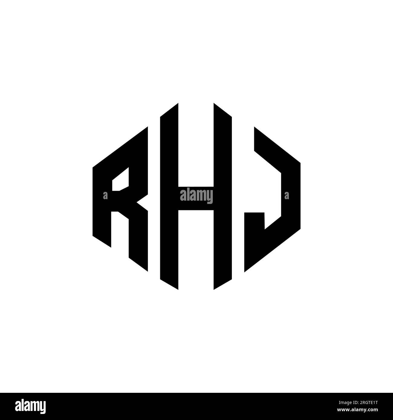 RHJ letter logo design with polygon shape. RHJ polygon and cube shape ...