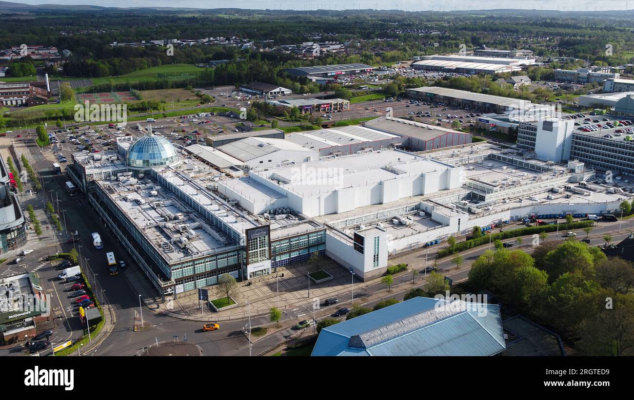 Aerial drone view of Livingston Designer Outlet shopping centre Stock ...