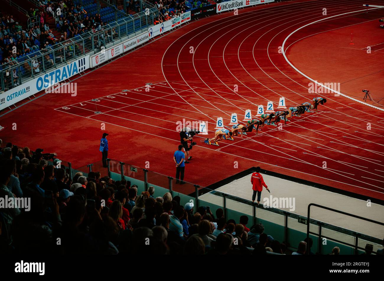 OSTRAVA, CZECHIA, JUNE 27, 2023: Female Sprinters Aligned for 100m ...