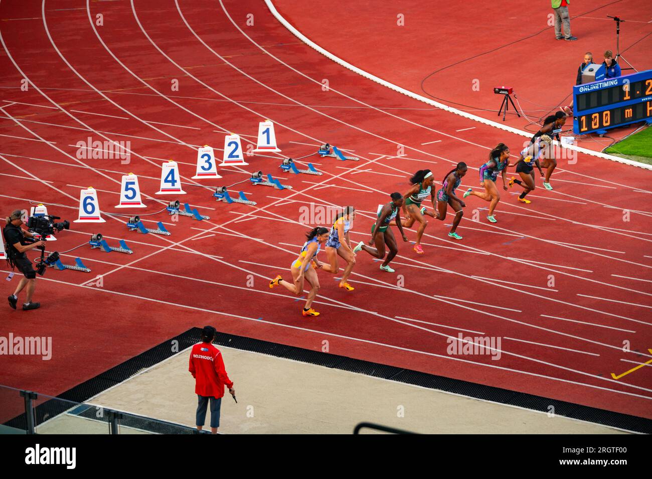 OSTRAVA, CZECHIA, JUNE 27, 2023: Female Sprinters Competing in 100m ...