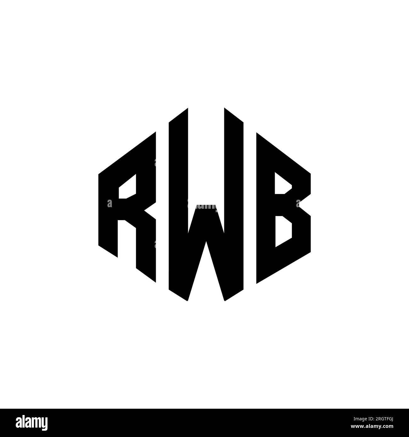 RWB letter logo design with polygon shape. RWB polygon and cube shape ...
