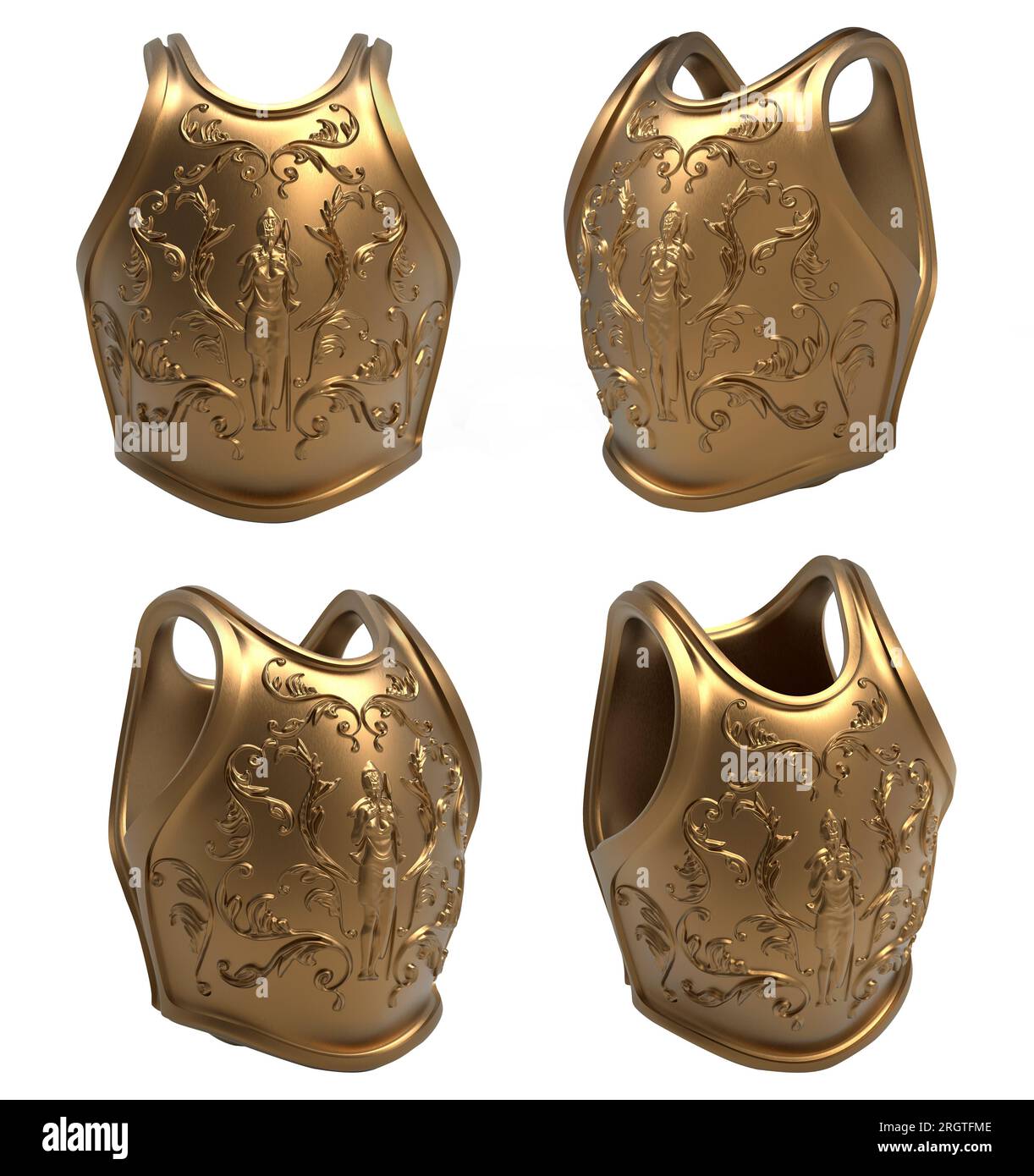 Isolated 3d render illustration of medieval copper warrior armor with ...