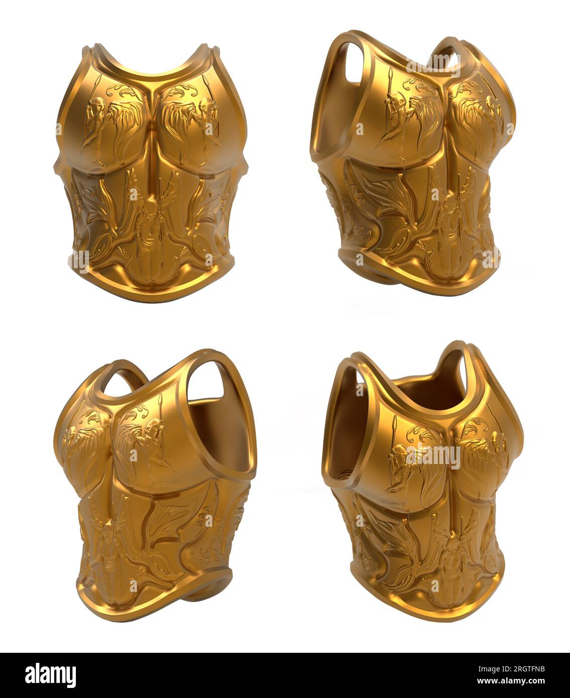 Isolated 3d render illustration of medieval spartan warrior golden ...