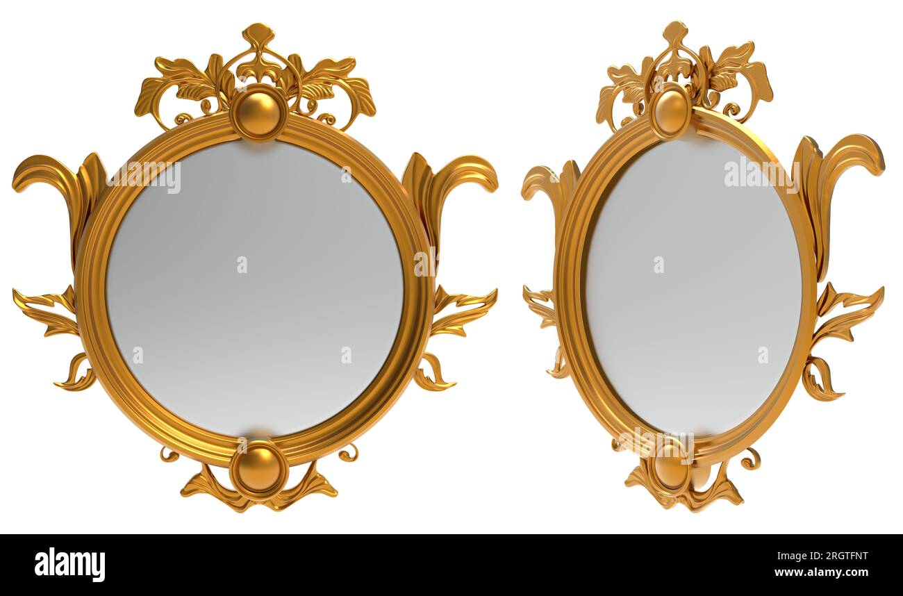 Isolated 3d render illustration of golden or copper royal baroque ...