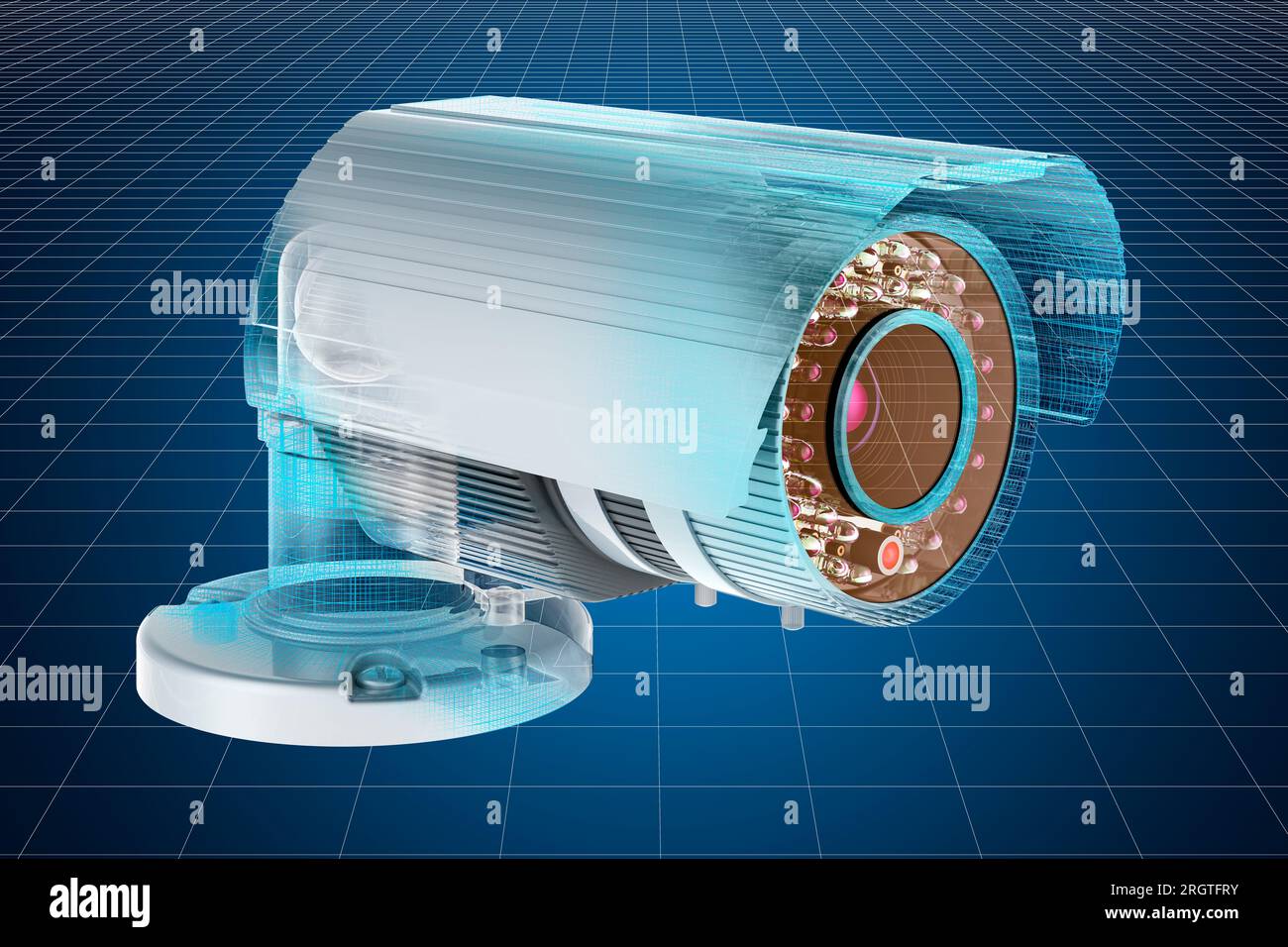 Visualization 3d cad model of security camera, 3D rendering Stock Photo ...