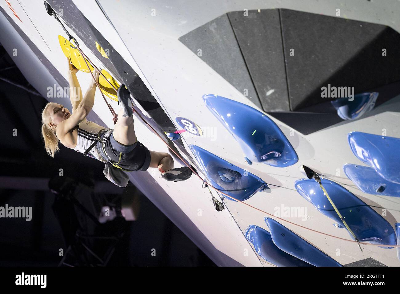 Janja Garnbret of Slovenia competes in the women's Boulder and Lead ...