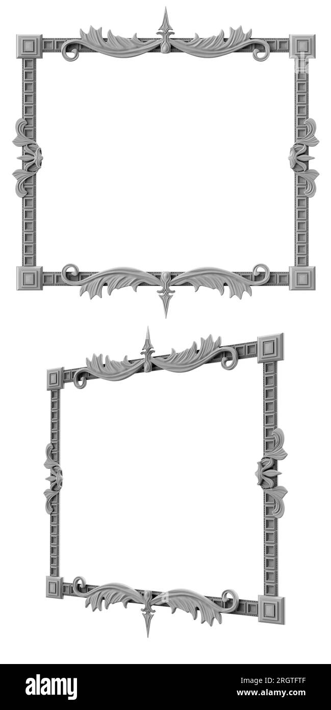 Isolated 3d render illustration of clay gray colored baroque royal ...