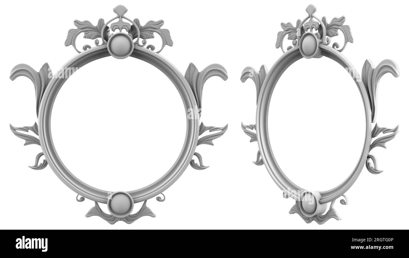 Isolated 3d render illustration of clay baroque ornate picture or ...