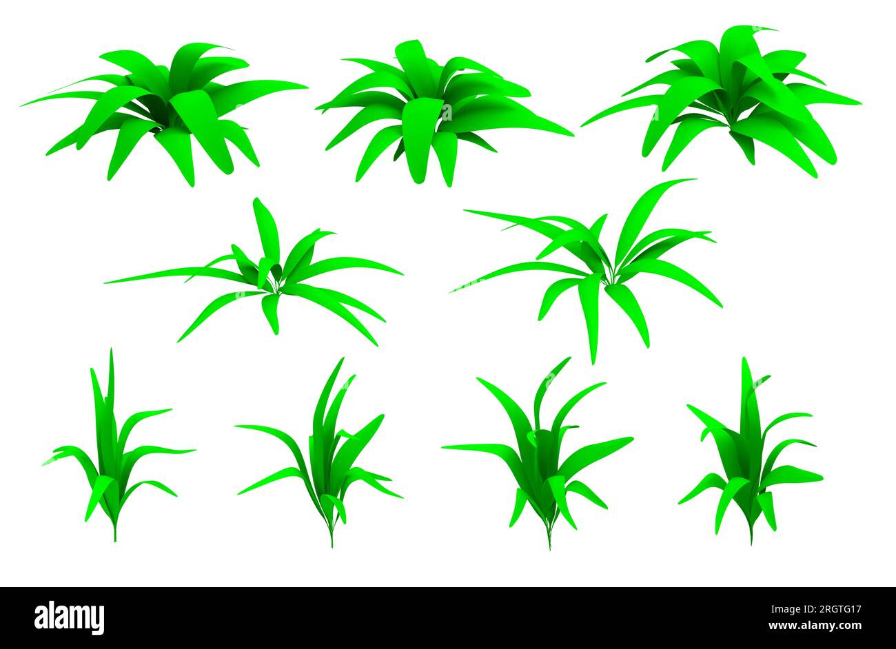 Isolated 3d render illustration of isometric game bush, grass and ...